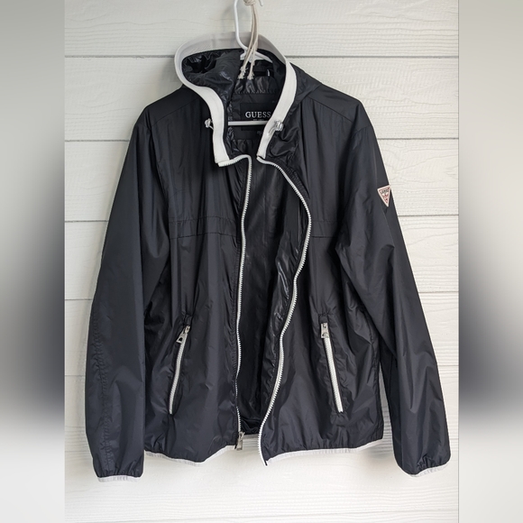 Guess | Jackets & Coats | Guess Black And White Rainjacket | Poshmark